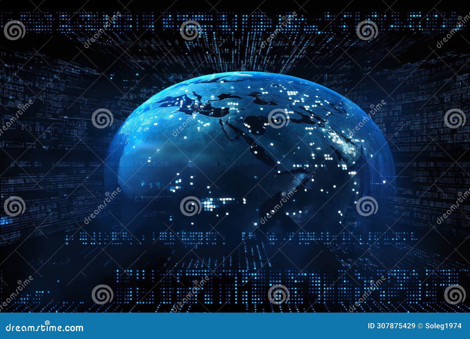 Digital World, Hologram and Glow Around the Surface of Planet Earth in ...