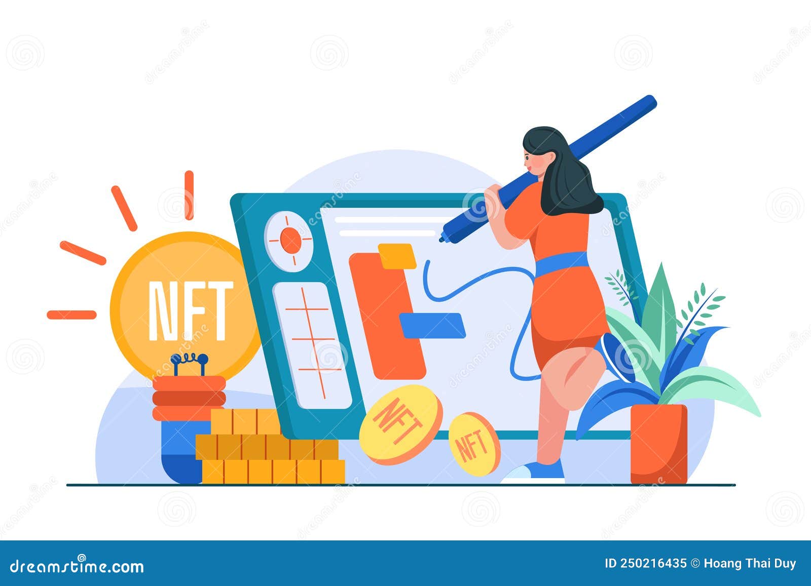 Digital World Illustration Concept. Flat Illustration Isolated on White ...