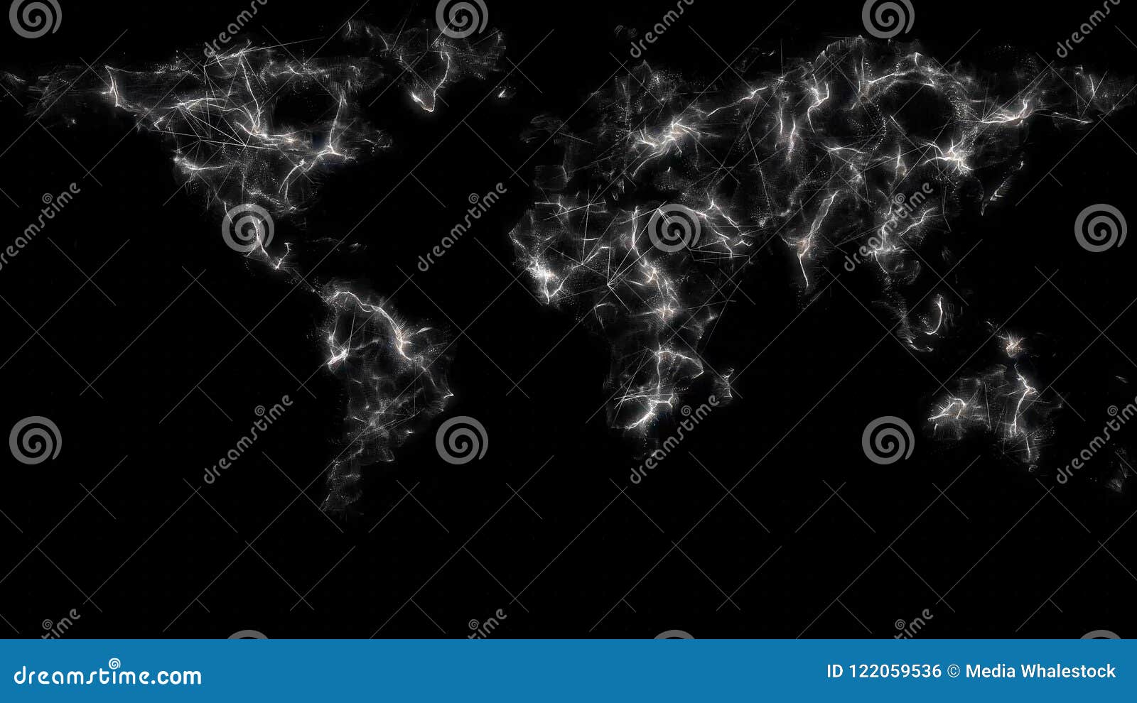 Digital World Map Animation, Seamless Loop. Animation of Technological ...
