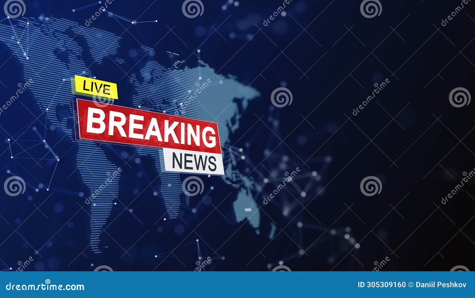 Digital World Map with Breaking News Live Banner for Global Updates ...