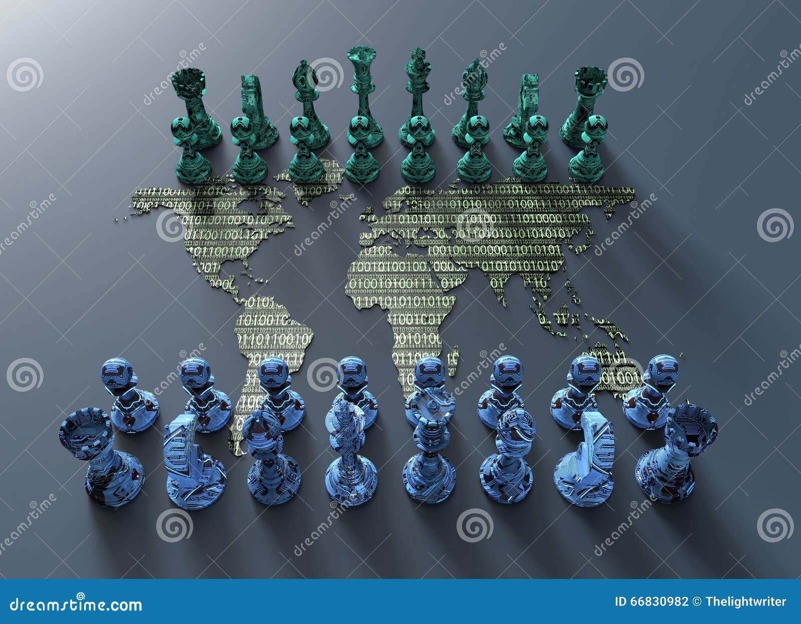Digital World Map Chess Board with Chess Play Stock Illustration ...