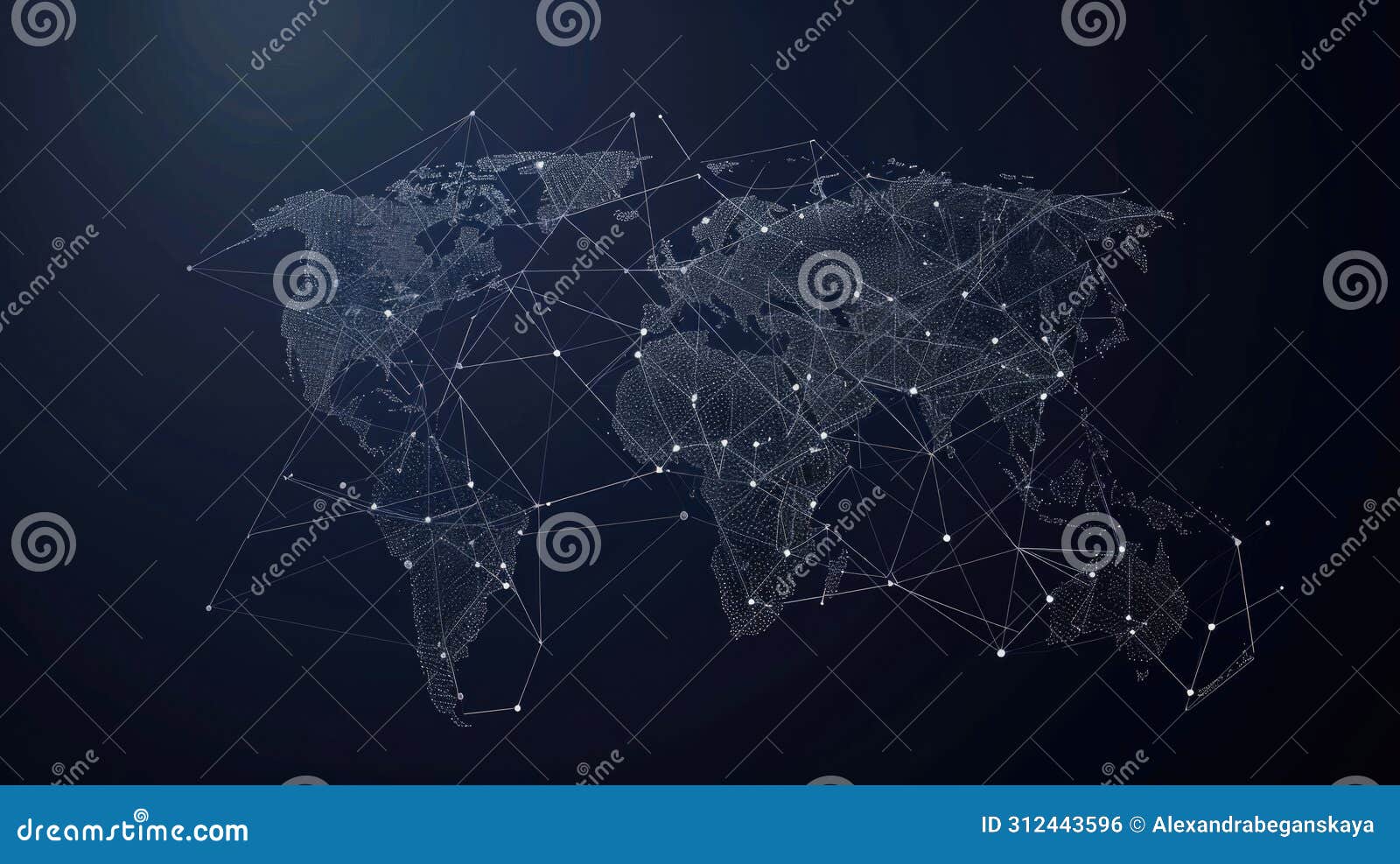 Digital World Map with Connecting Lines and Dots Stock Illustration ...