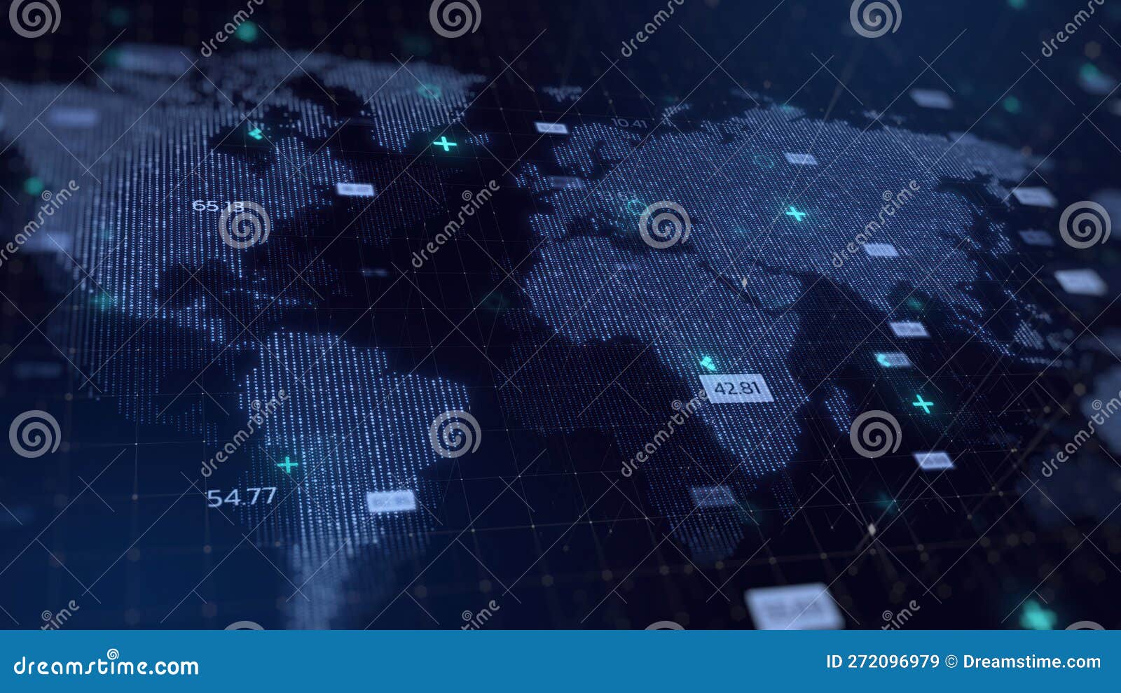 Digital World Map Dark Blue Hologram Background, Business and ...
