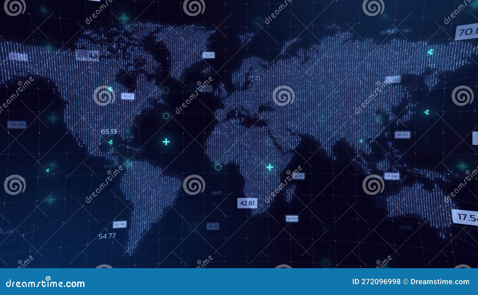 Digital World Map Dark Blue Hologram Background, Business and ...