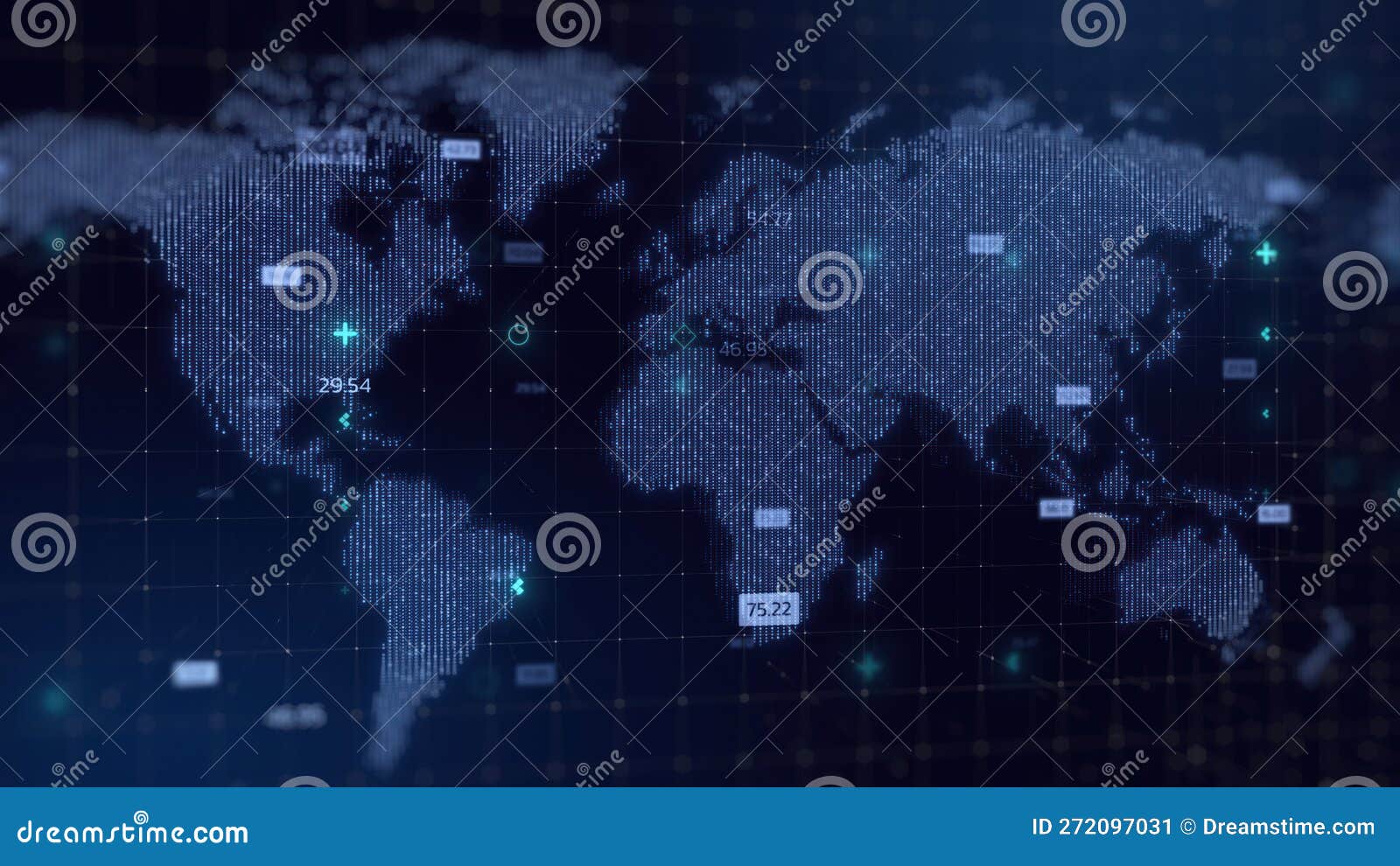 Digital World Map Dark Blue Hologram Background, Business and ...