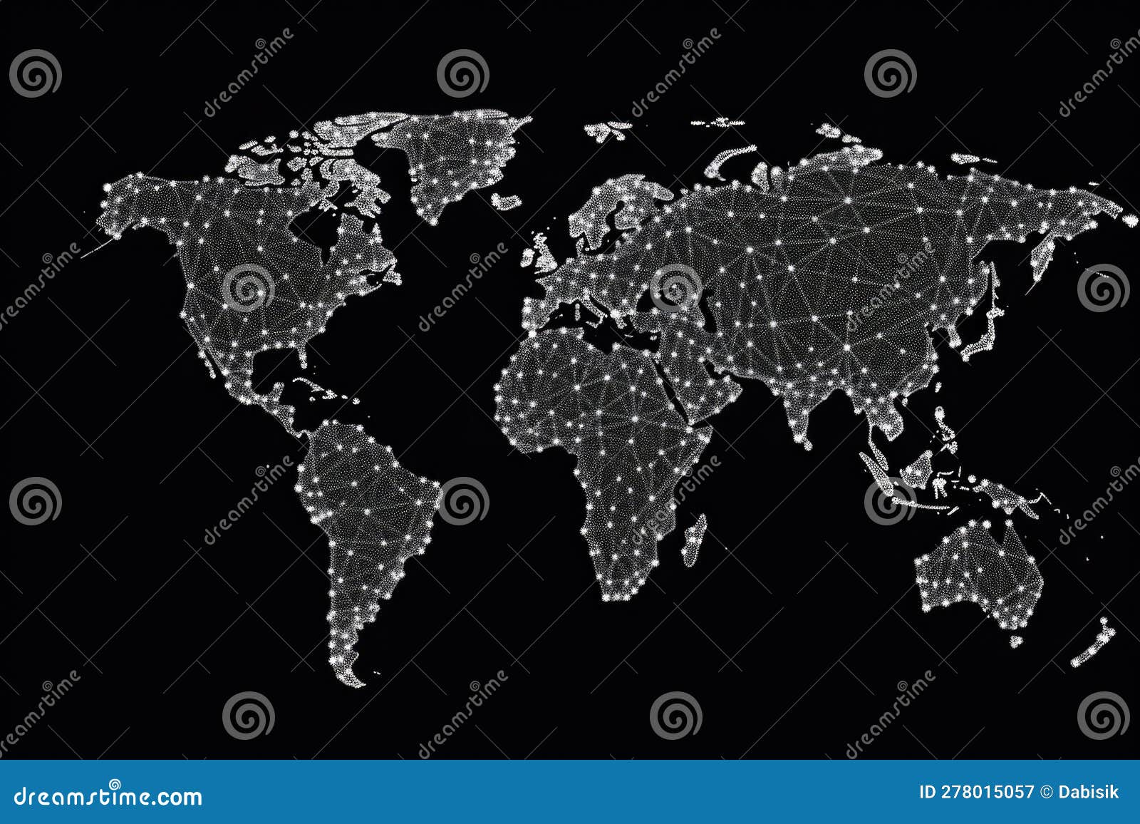 Digital World Map with Dot Connections. Global Communication ...