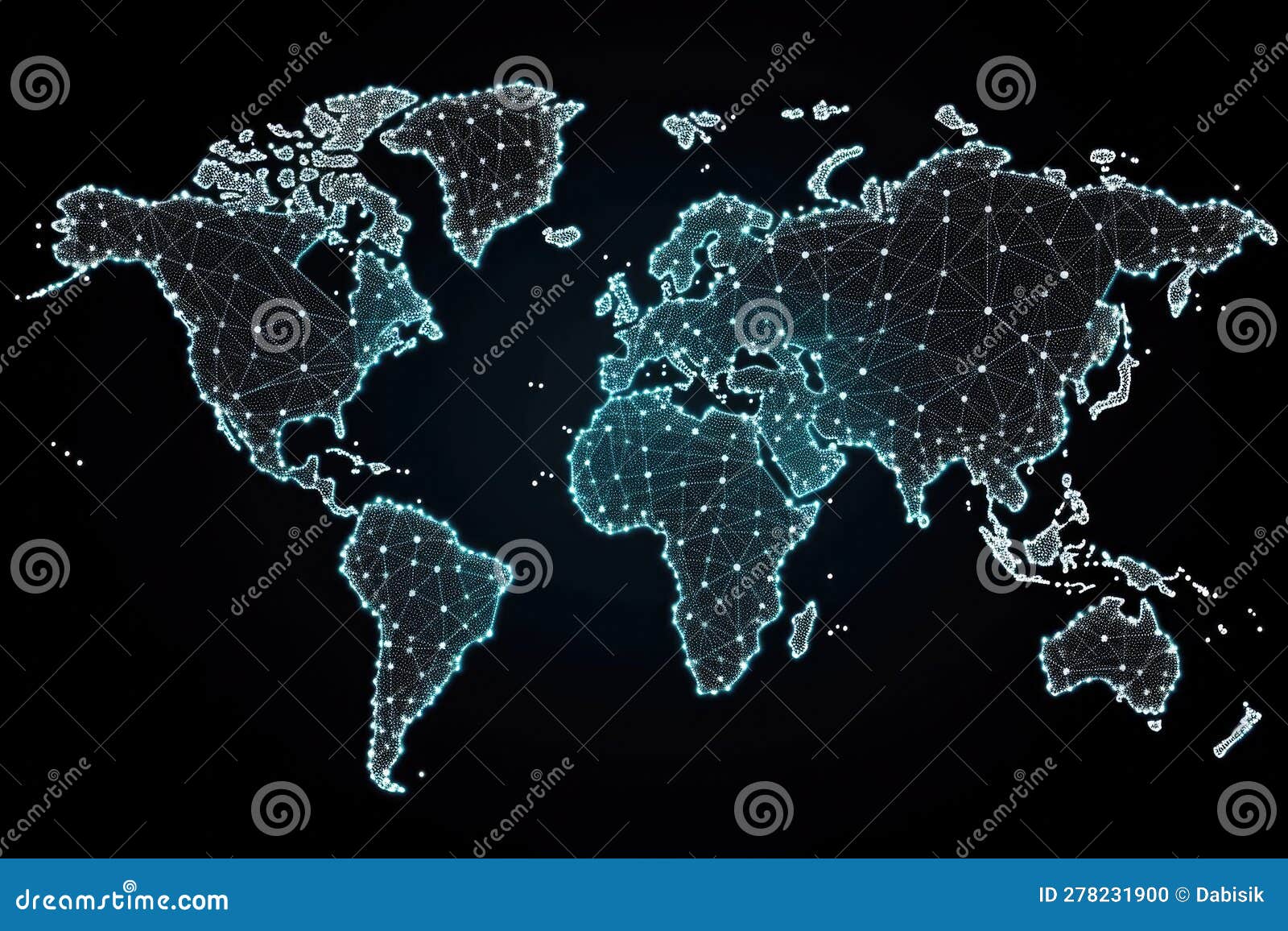 Digital World Map with Dot Connections. Global Communication ...