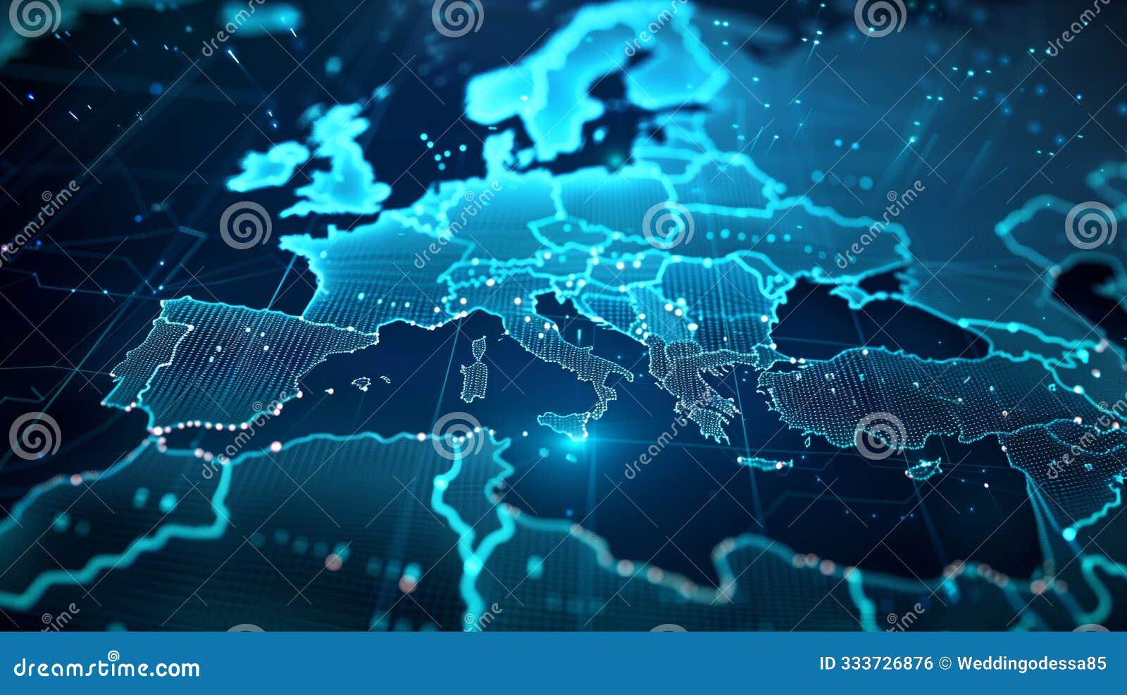 Digital World Map with Focus on Europe. the Map is Presented in a ...