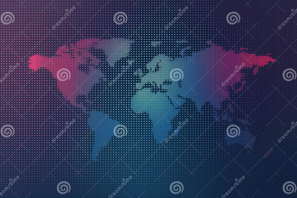 Digital World Map Future Abstract Background Big Data Technology Grid ...