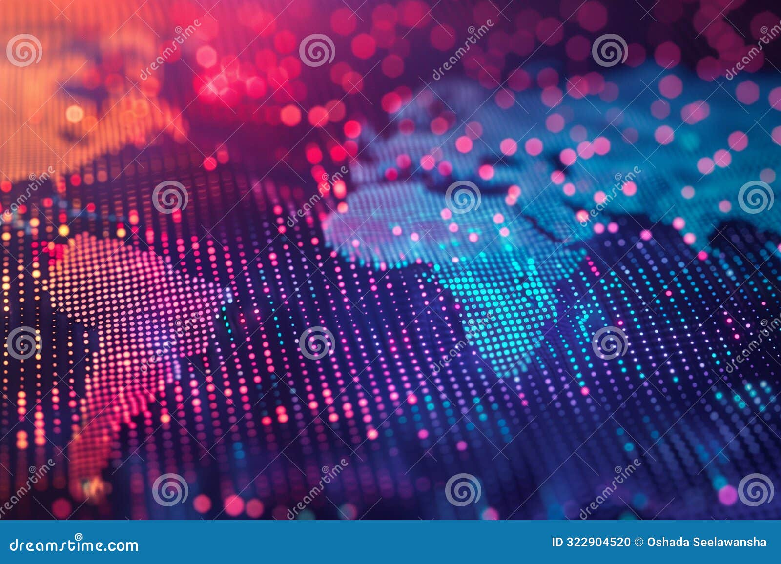 Digital World Map Future Abstract Background Big Data Technology Grid ...