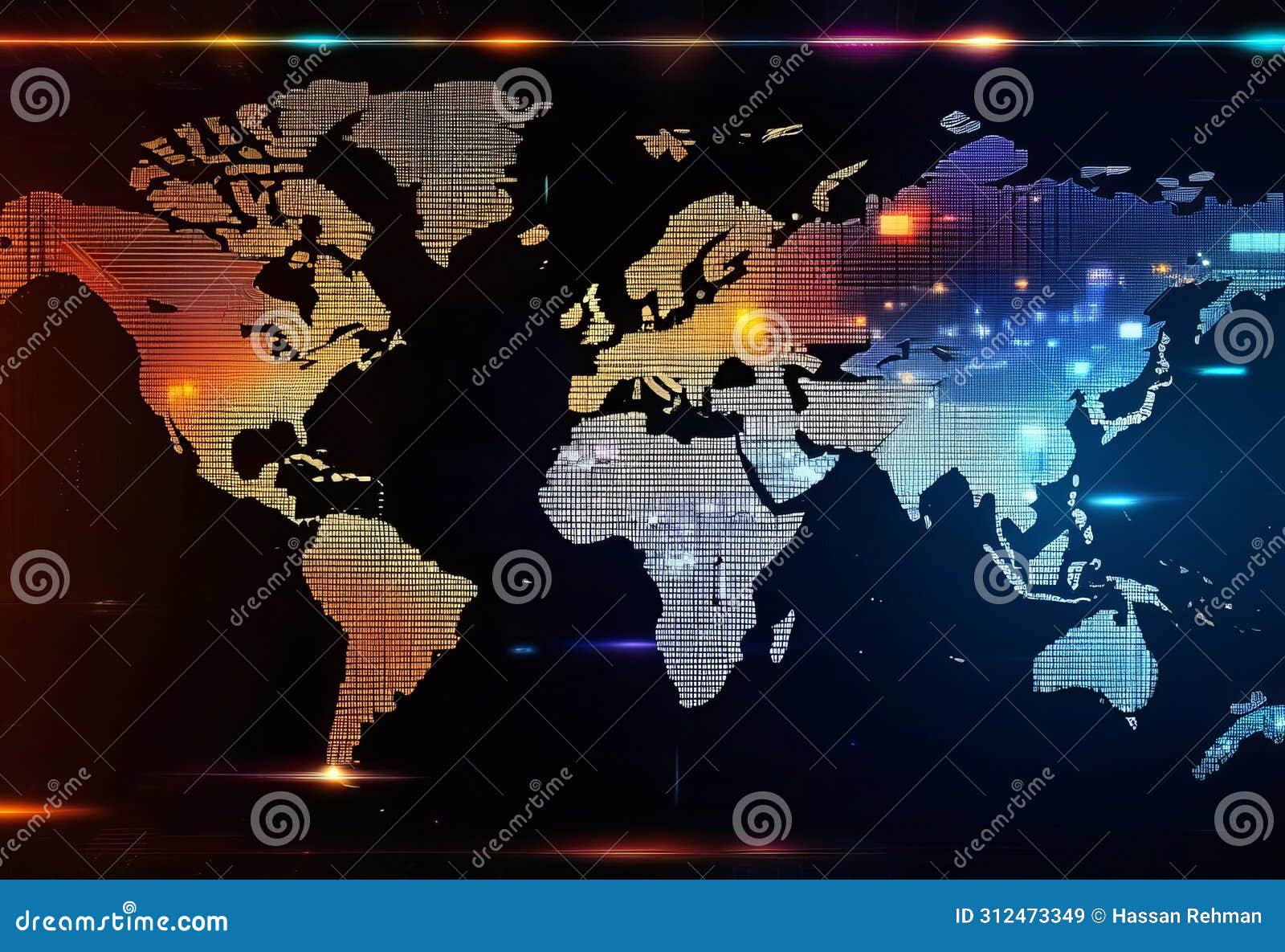 Digital World Map Future Cyber Abstract Background Big Data Technology ...
