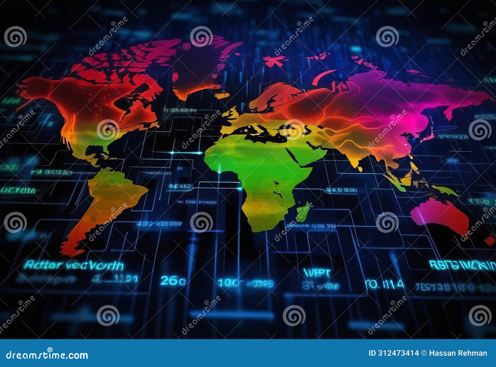 Digital World Map Future Cyber Abstract Background Big Data Technology ...