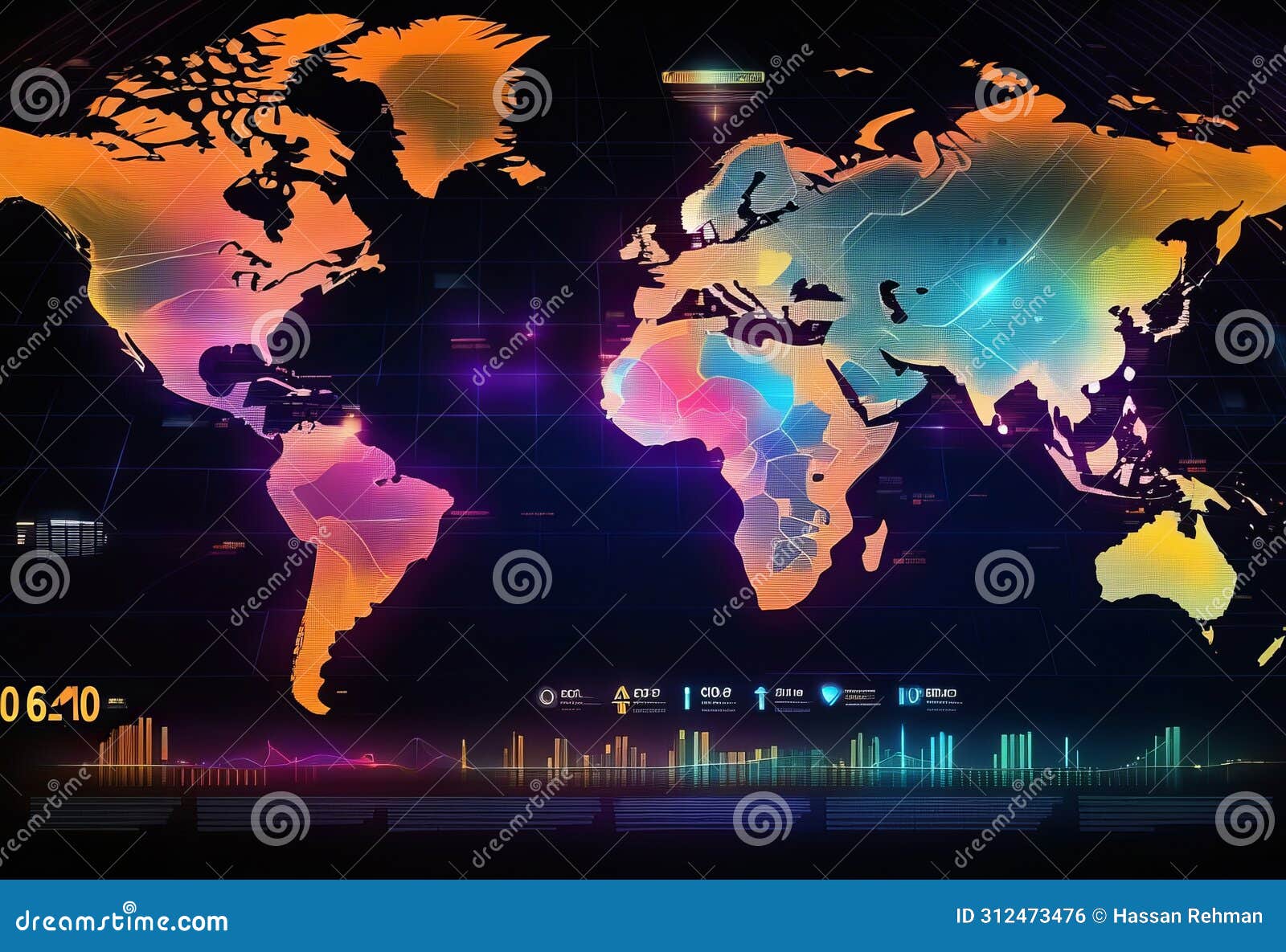 Digital World Map Future Cyber Abstract Background Big Data Technology ...