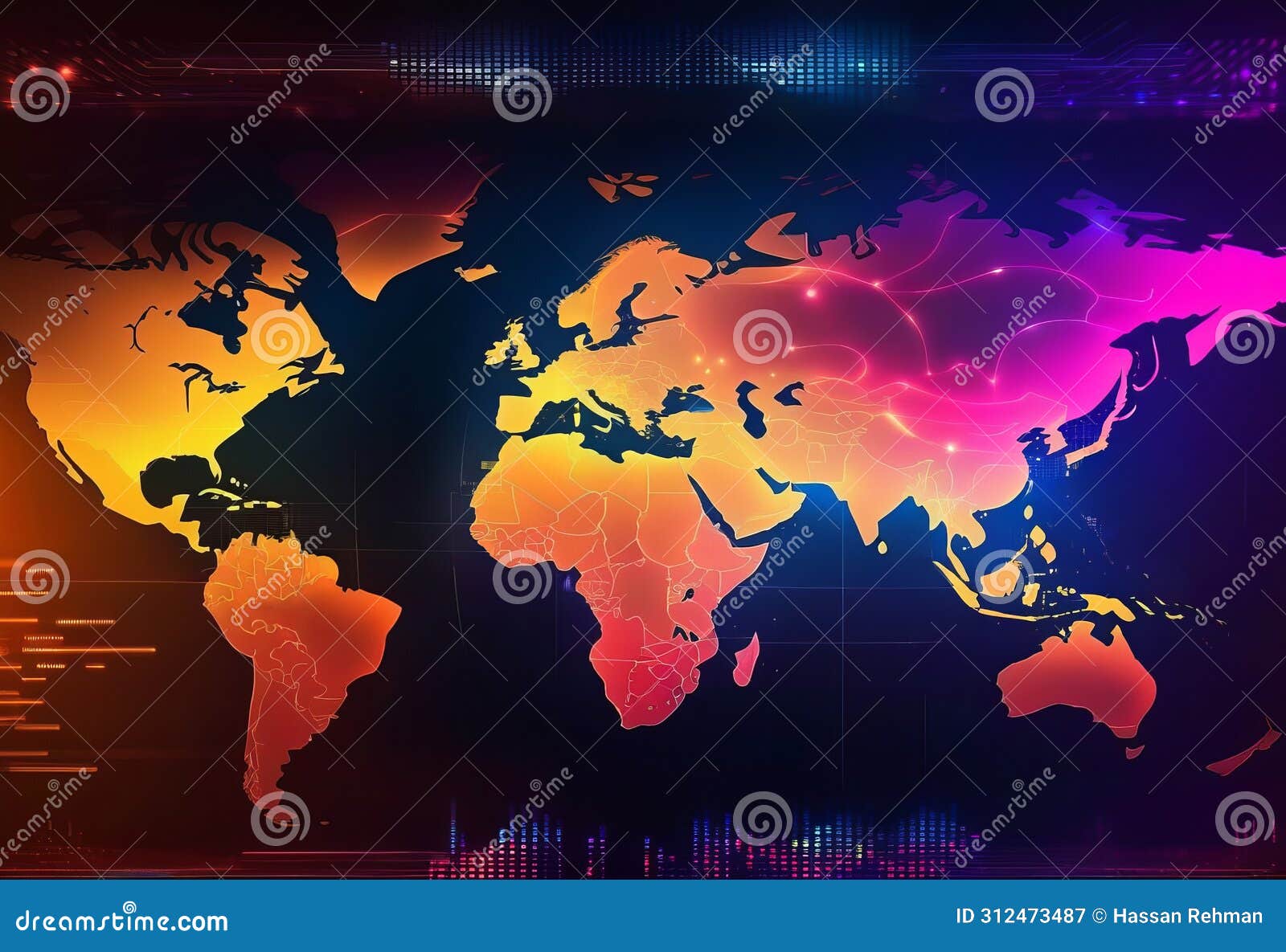 Digital World Map Future Cyber Abstract Background Big Data Technology ...
