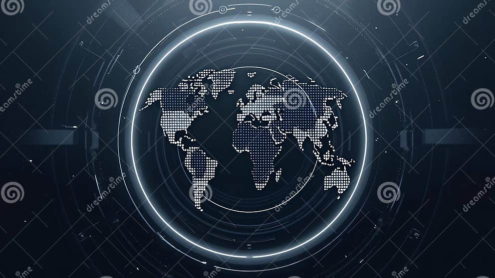 Digital World Map, Futuristic Global Network, Good Resolution Stock ...