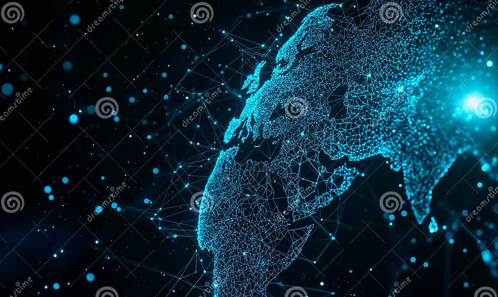Digital World Map with Global Connections Showcasing Network of Data ...