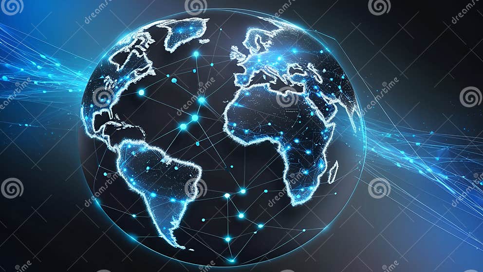 Digital World Map, Global Map, Globalization Technology & Communication ...