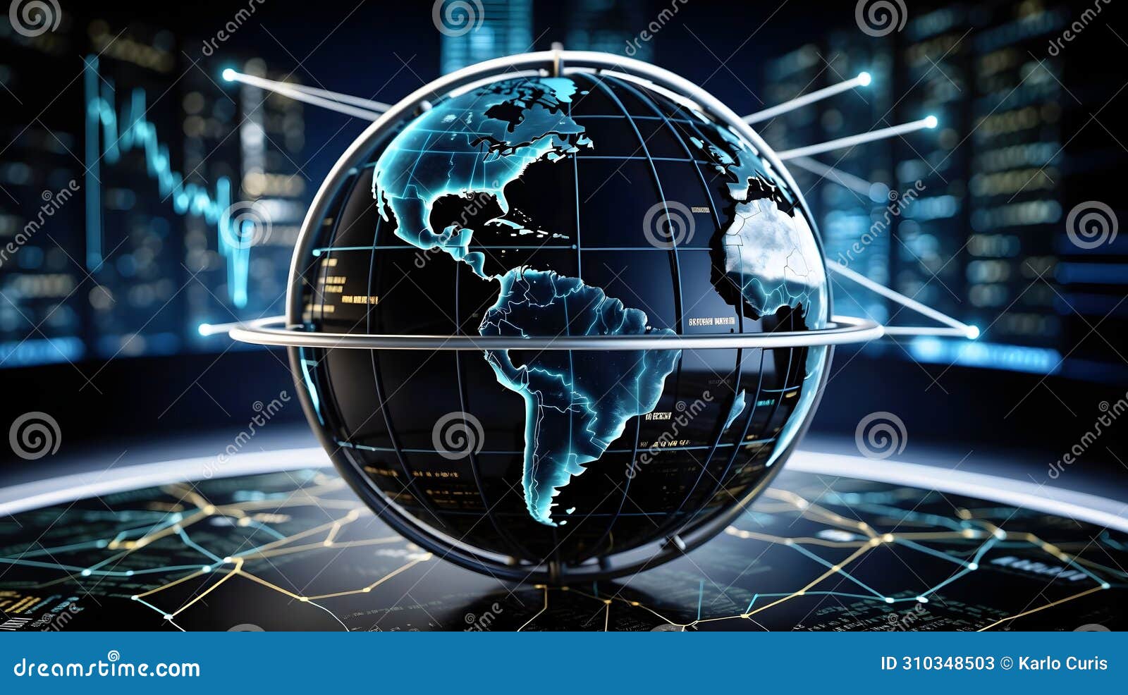 Digital World Map, Globe, Concept of Global Connection, Network and ...