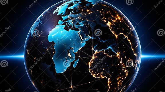 Digital World Map, Globe, Concept of Global Connection, Network and ...
