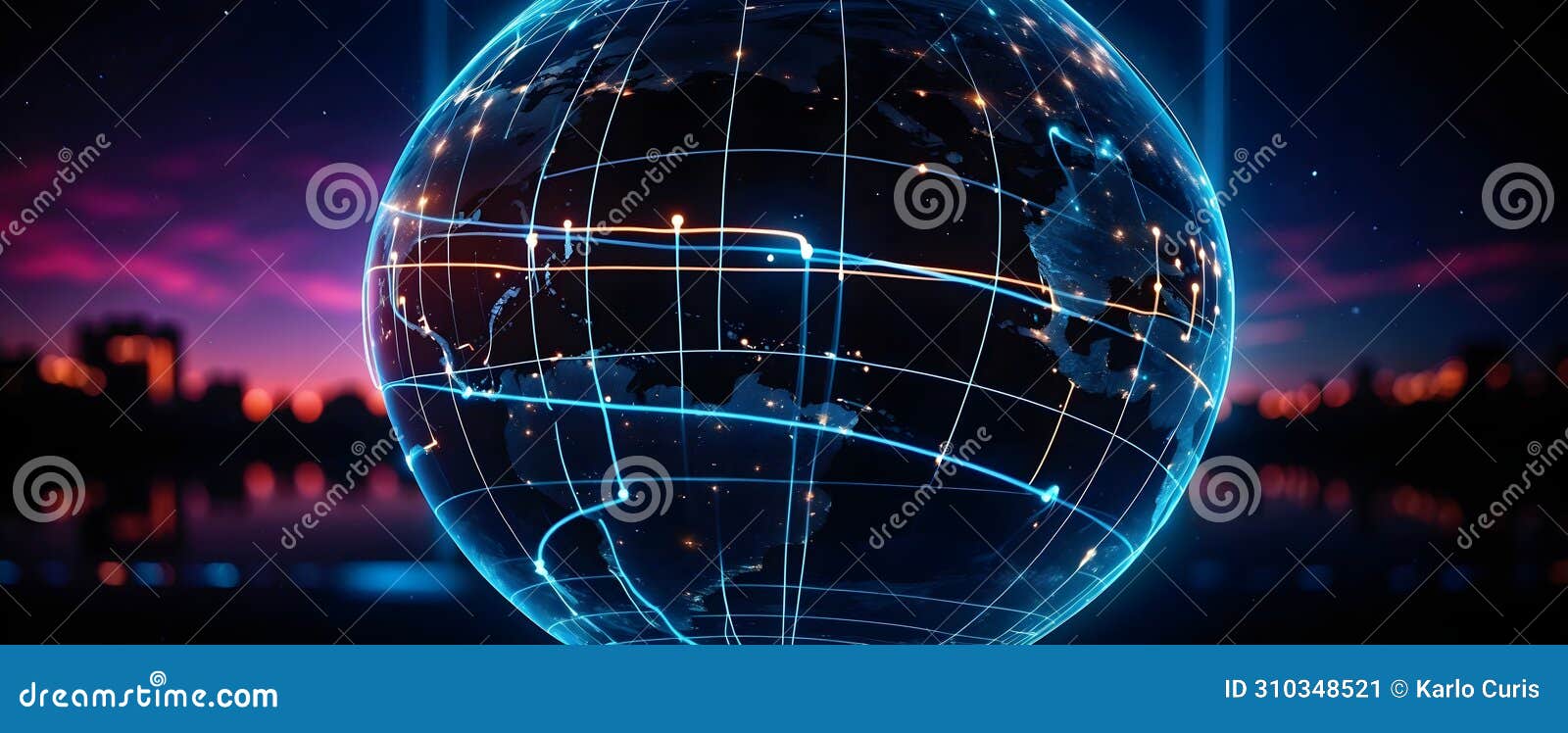 Digital World Map, Globe, Concept of Global Connection, Network and ...