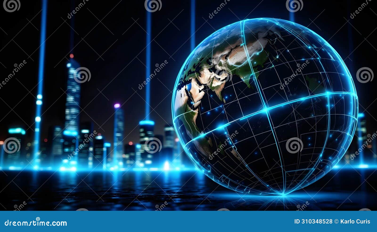 Digital World Map, Globe, Concept of Global Connection, Network and ...