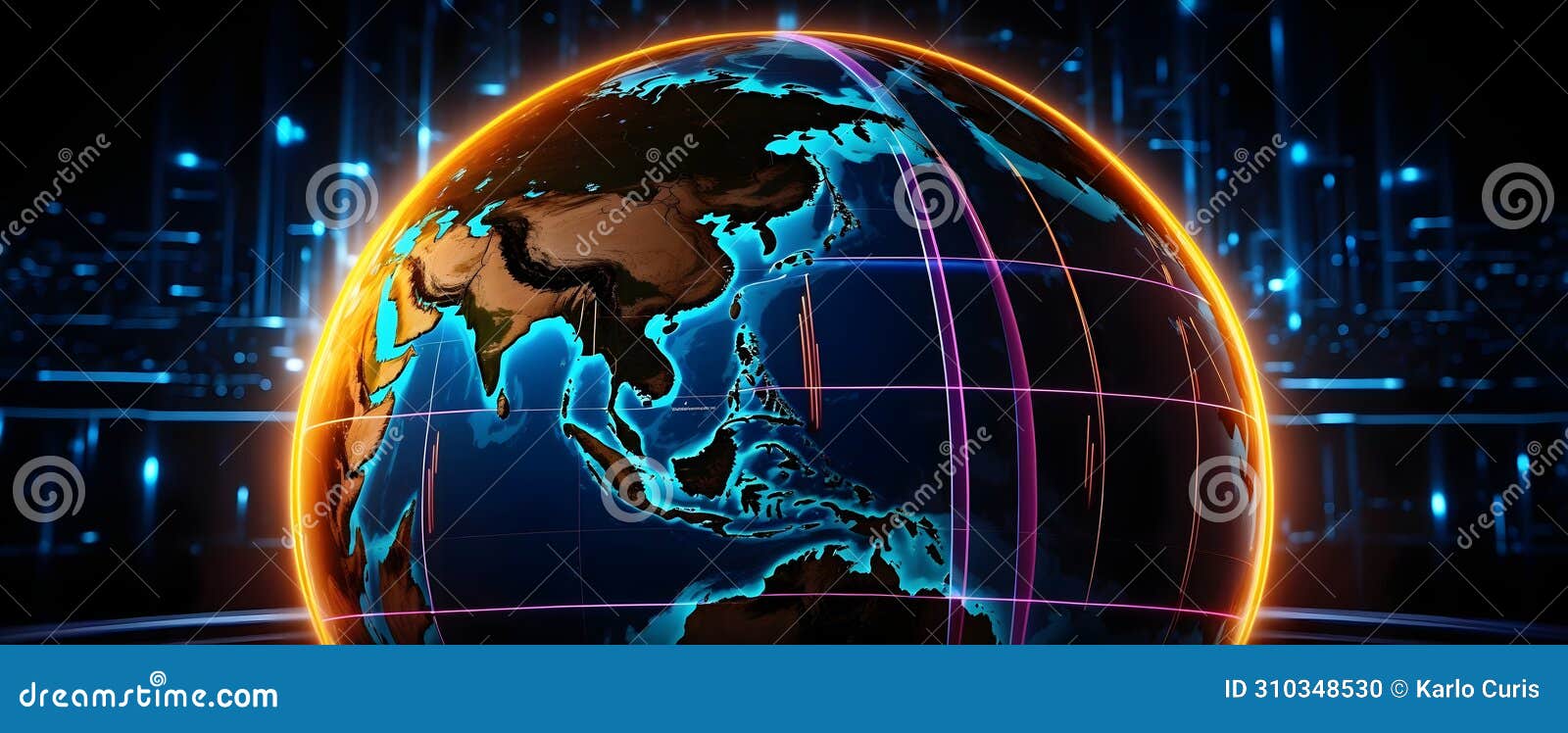 Digital World Map, Globe, Concept of Global Connection, Network and ...