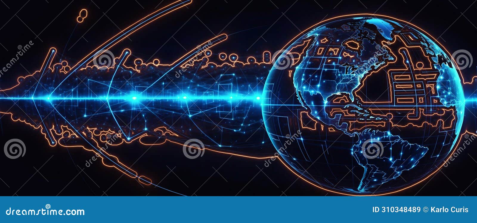 Digital World Map, Globe, Concept of Global Connection, Network and ...