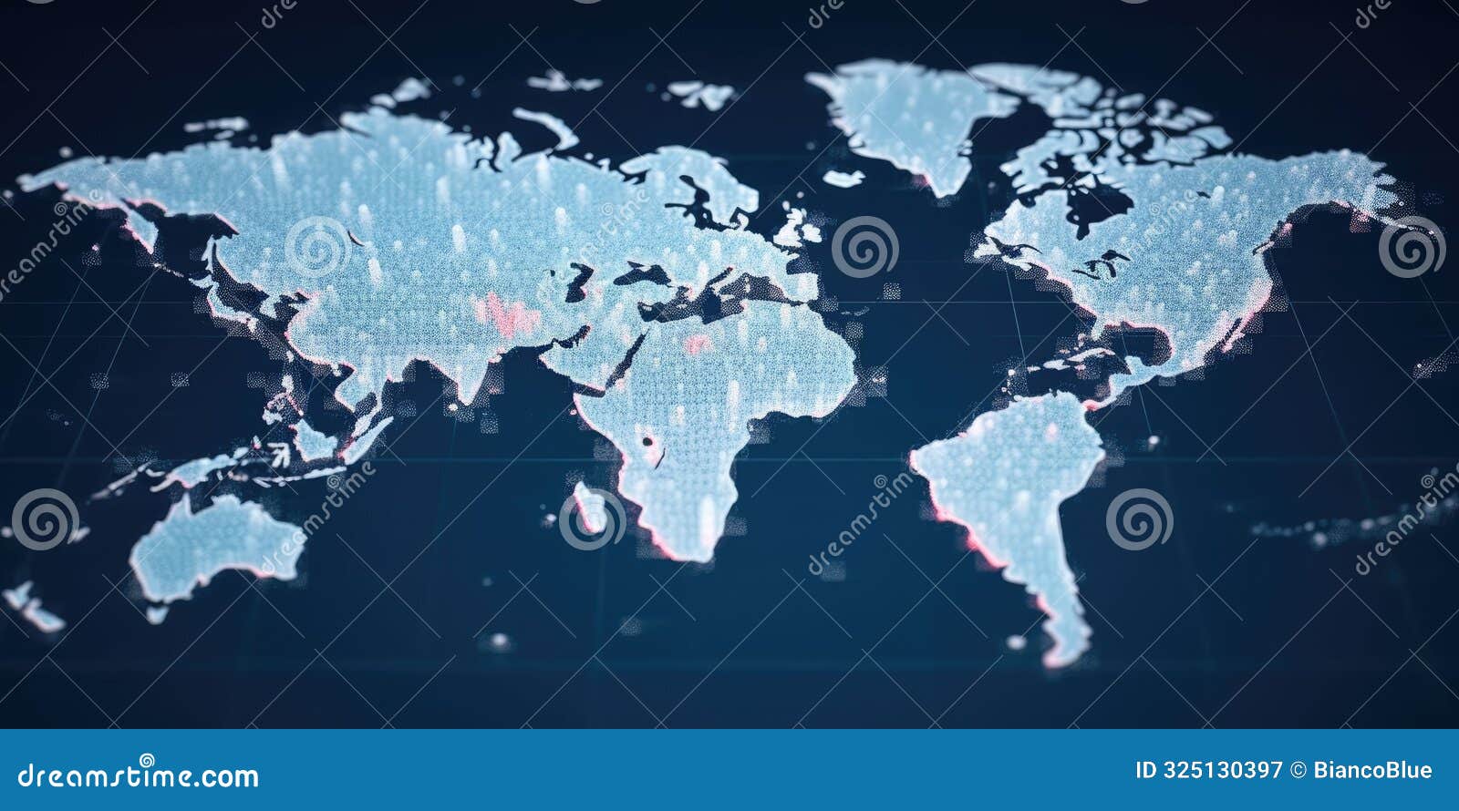 Digital World Map with Glowing Cyber Data Points on Dark Background ...