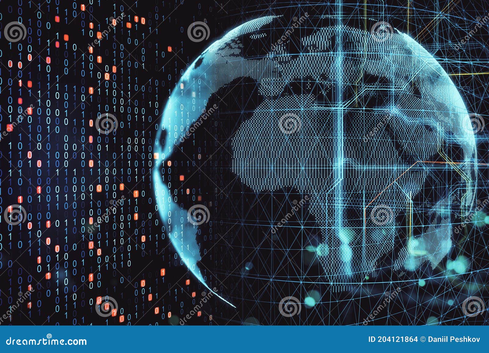 Digital World Map With Glowing Futuristic Interface Royalty-Free Stock ...
