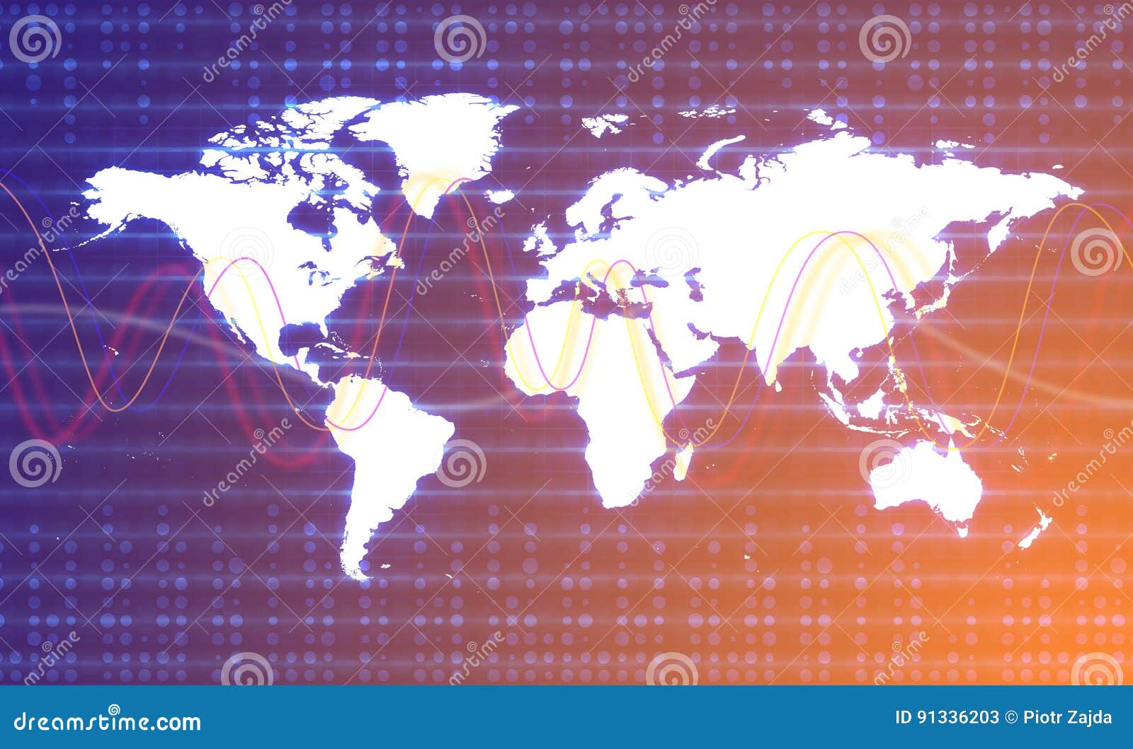 Digital World Map Graphic. World Connection Concept. Stock Illustration ...