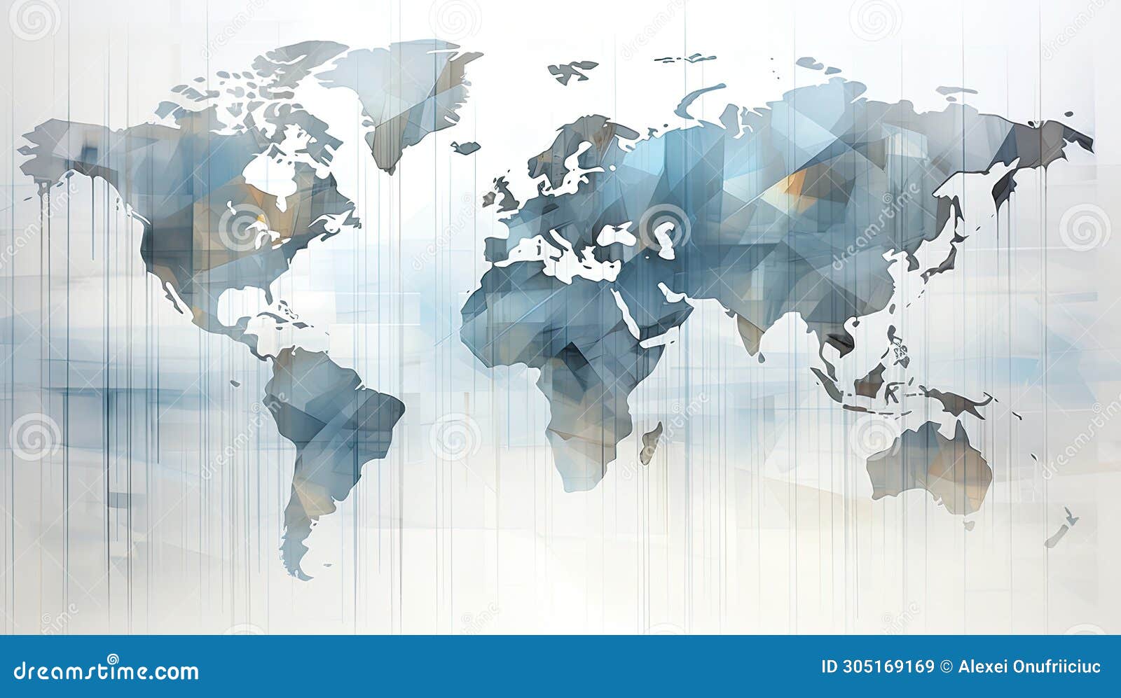 Digital World Map on a Grid Stock Illustration - Illustration of planet ...