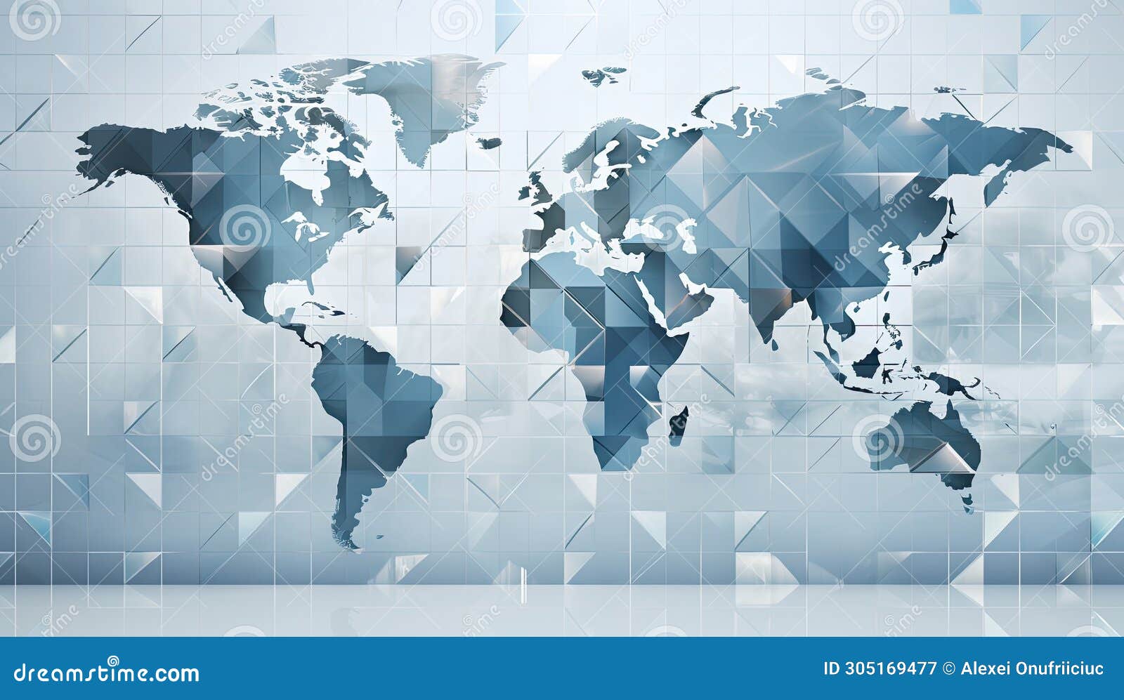 Digital World Map on a Grid Stock Illustration - Illustration of ...