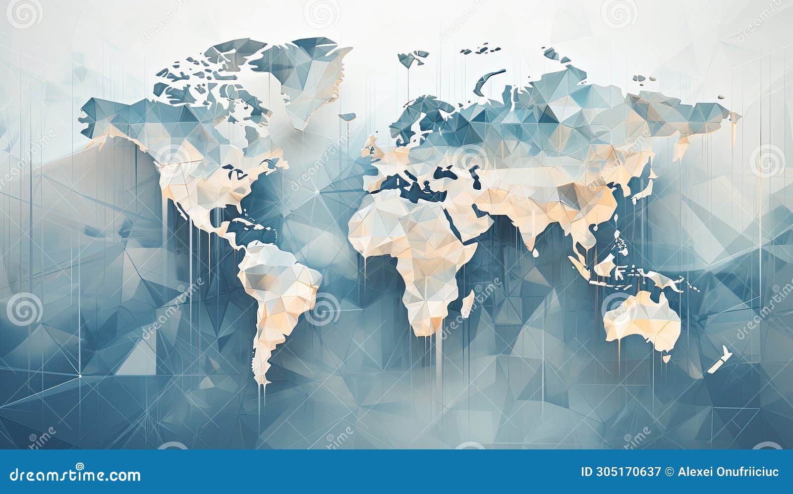 Digital World Map on a Grid Stock Illustration - Illustration of ...