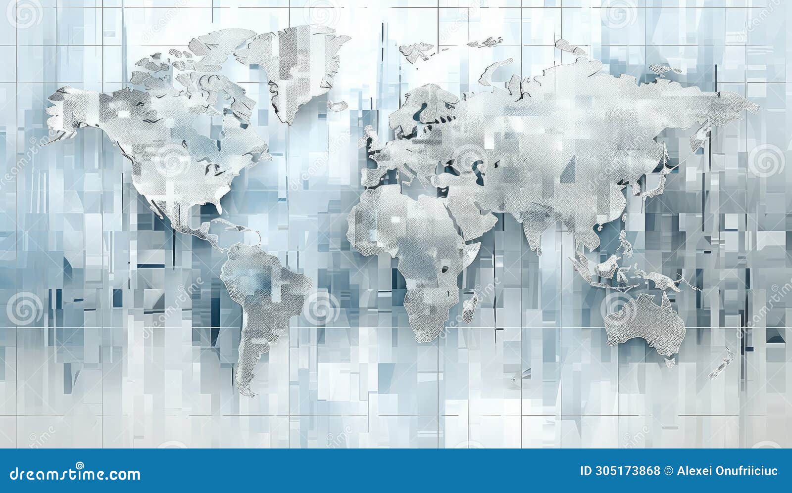 Digital World Map on a Grid Stock Photo - Image of abstract, planet ...