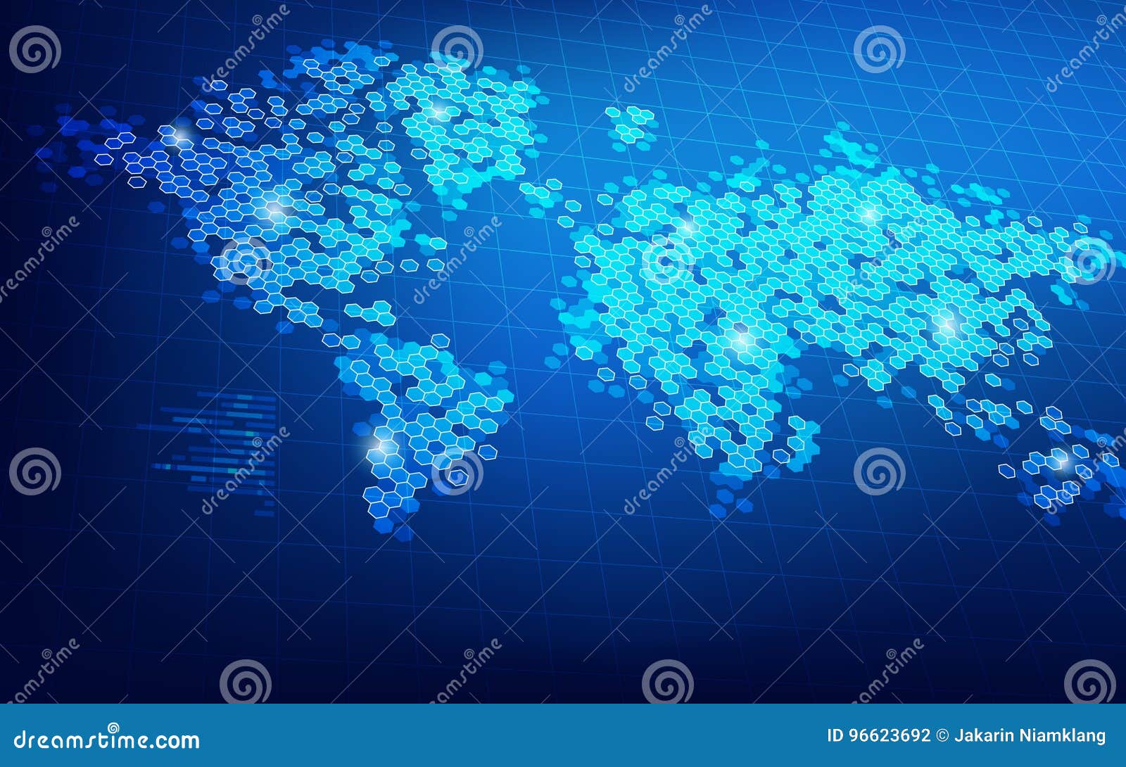 Digital world map stock vector. Illustration of abstract - 96623692