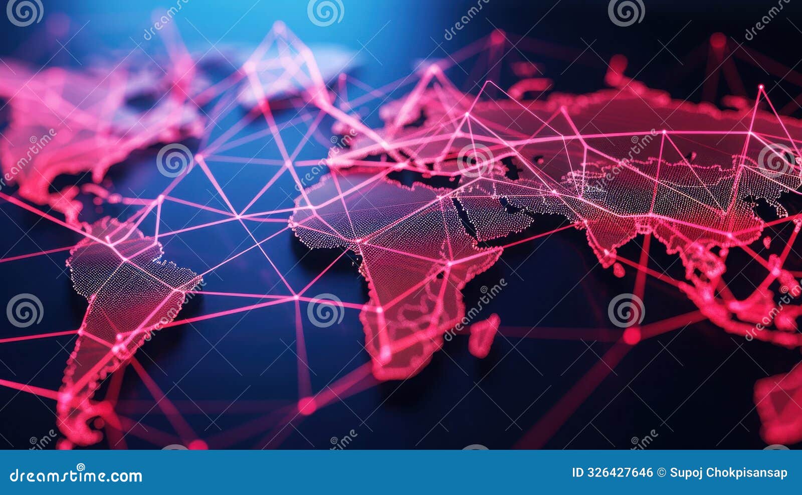 Digital World Map with Interconnected Lines Highlighting Global ...
