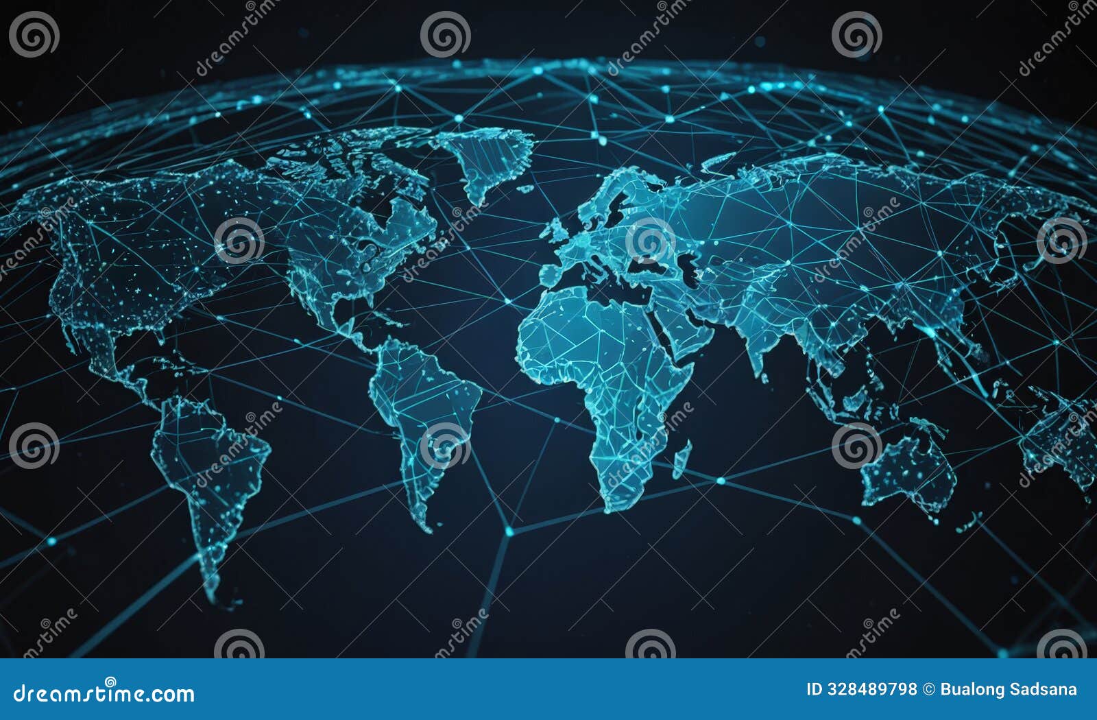Digital World Map with Interconnected Lines Representing Global ...