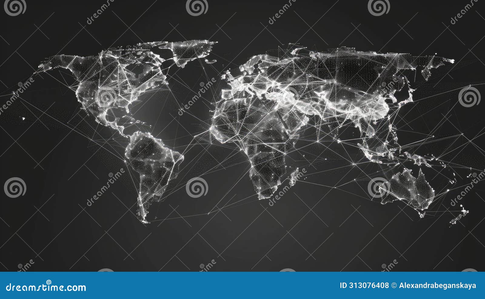 Digital World Map with Network Connections Stock Illustration ...