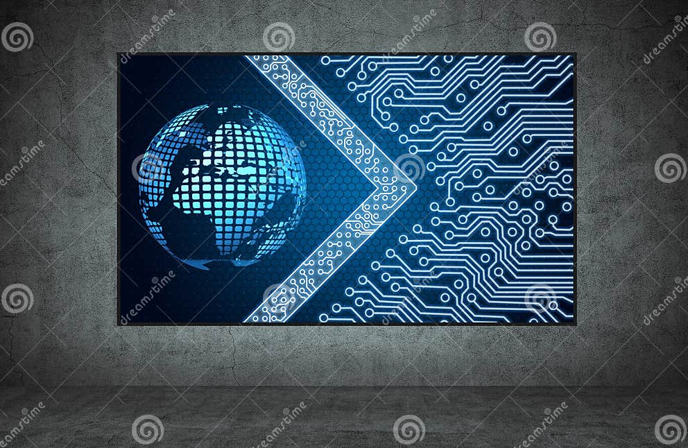 Digital World Map on a Plasma Panel Stock Image - Image of cyberspace ...