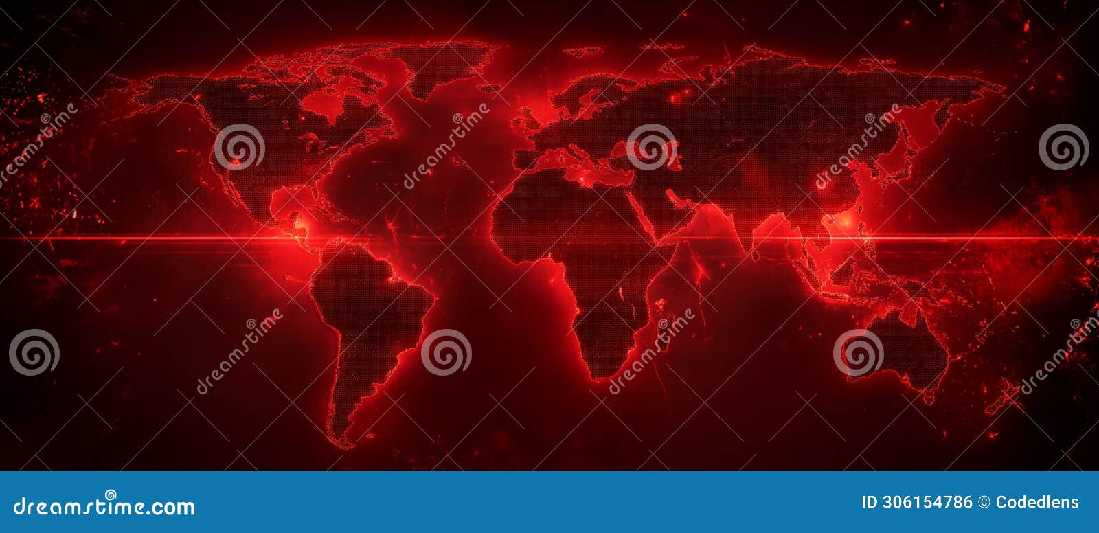 A Digital World Map in Red Design Stock Illustration - Illustration of ...