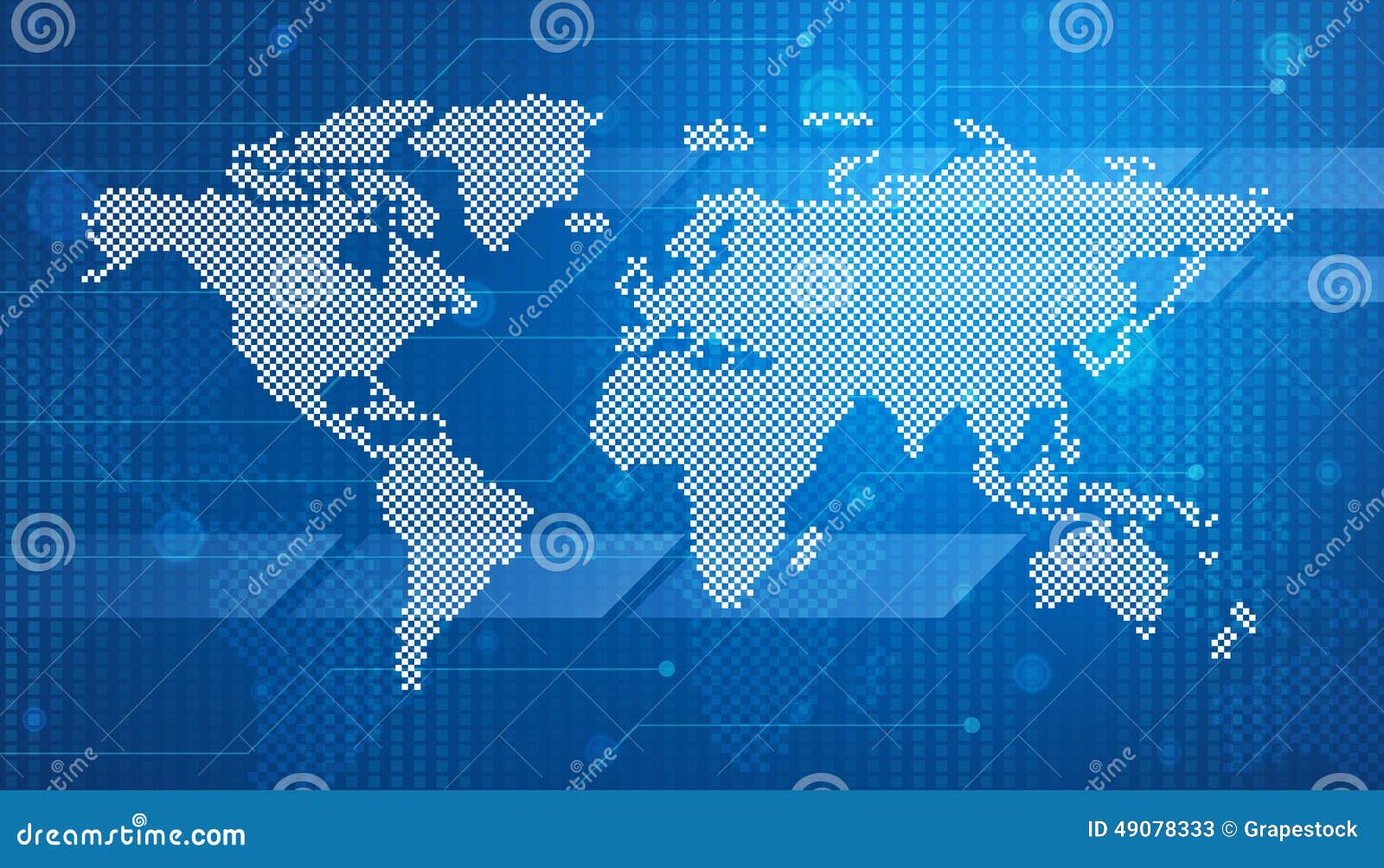 Digital World Map Technology Style Stock Illustration - Illustration of ...