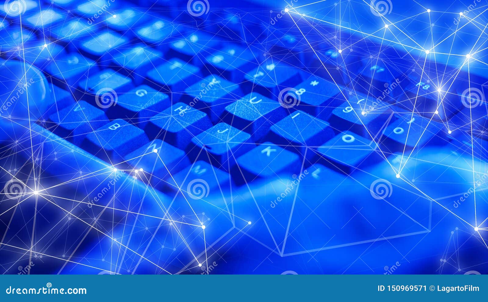 Digital World Neural Network Machine Learning New Algorithm, Triangles Lines and Dots Stock ...