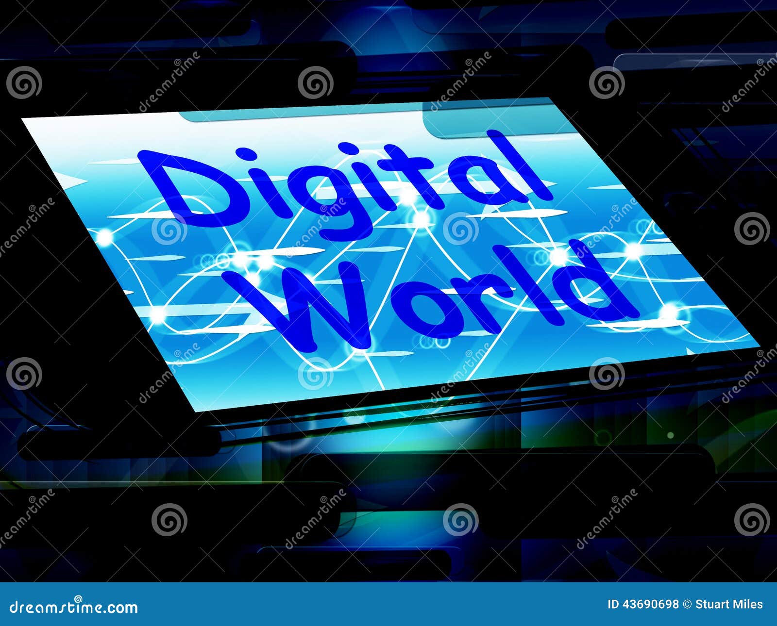Digital World on Phone Means Connection Internet Www Stock Illustration ...