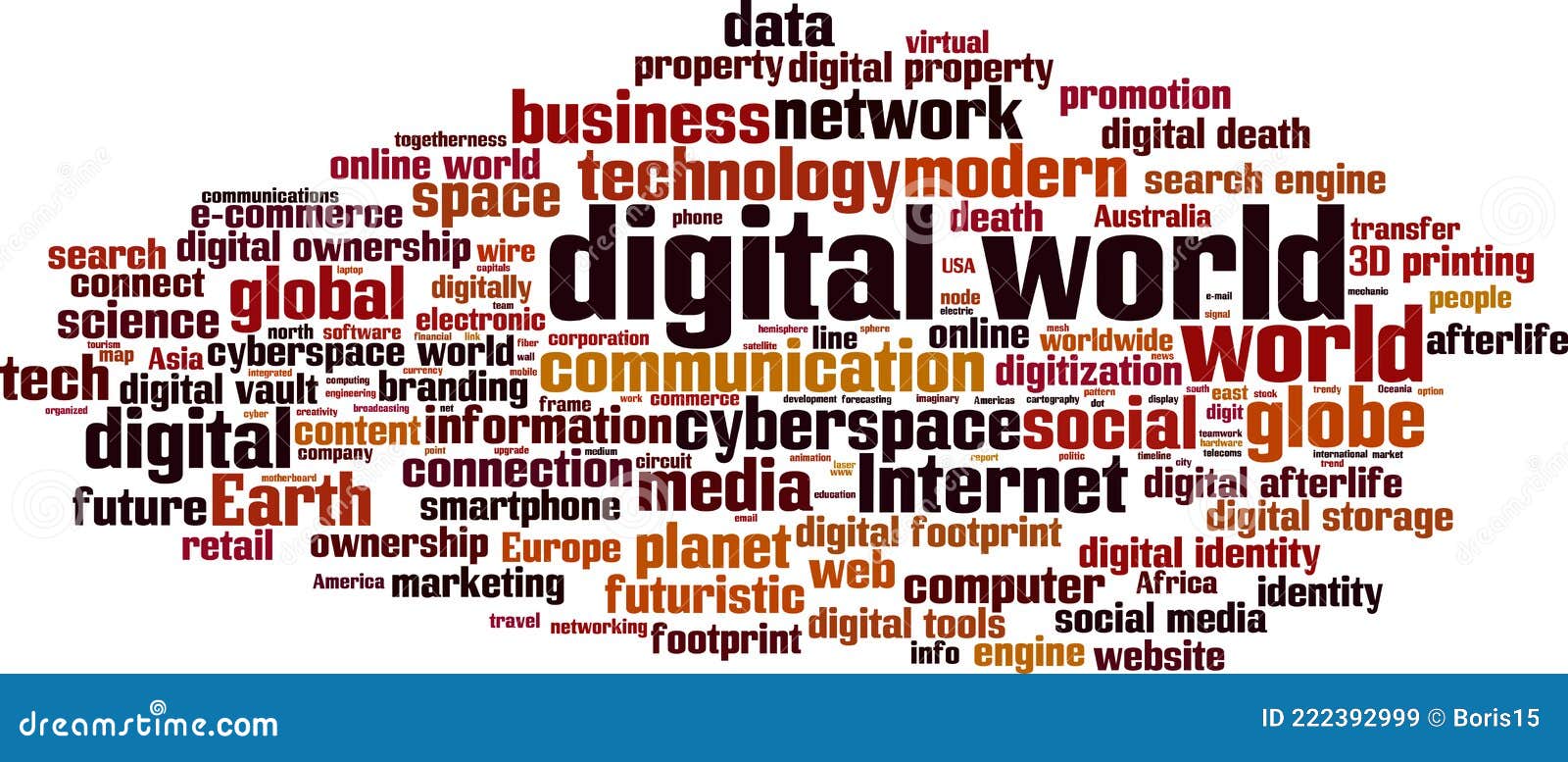 Digital world word cloud stock vector. Illustration of tools - 222392999