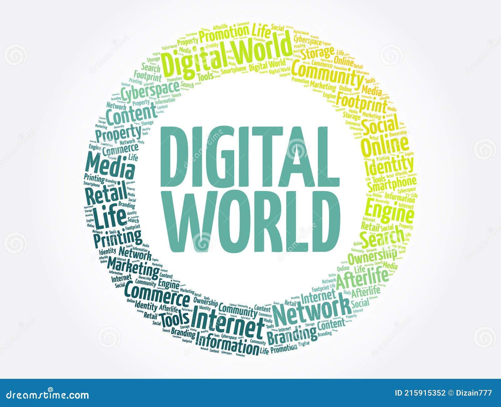 Digital World Word Cloud, Technology Concept Background Stock ...