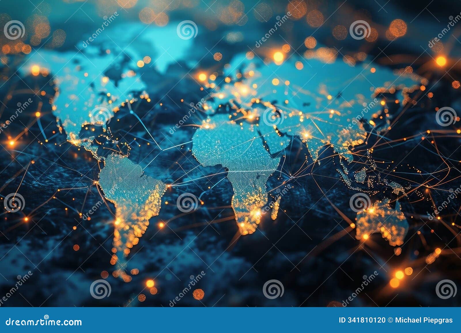A Digital Worldmap Showing the Network in the World Stock Illustration ...