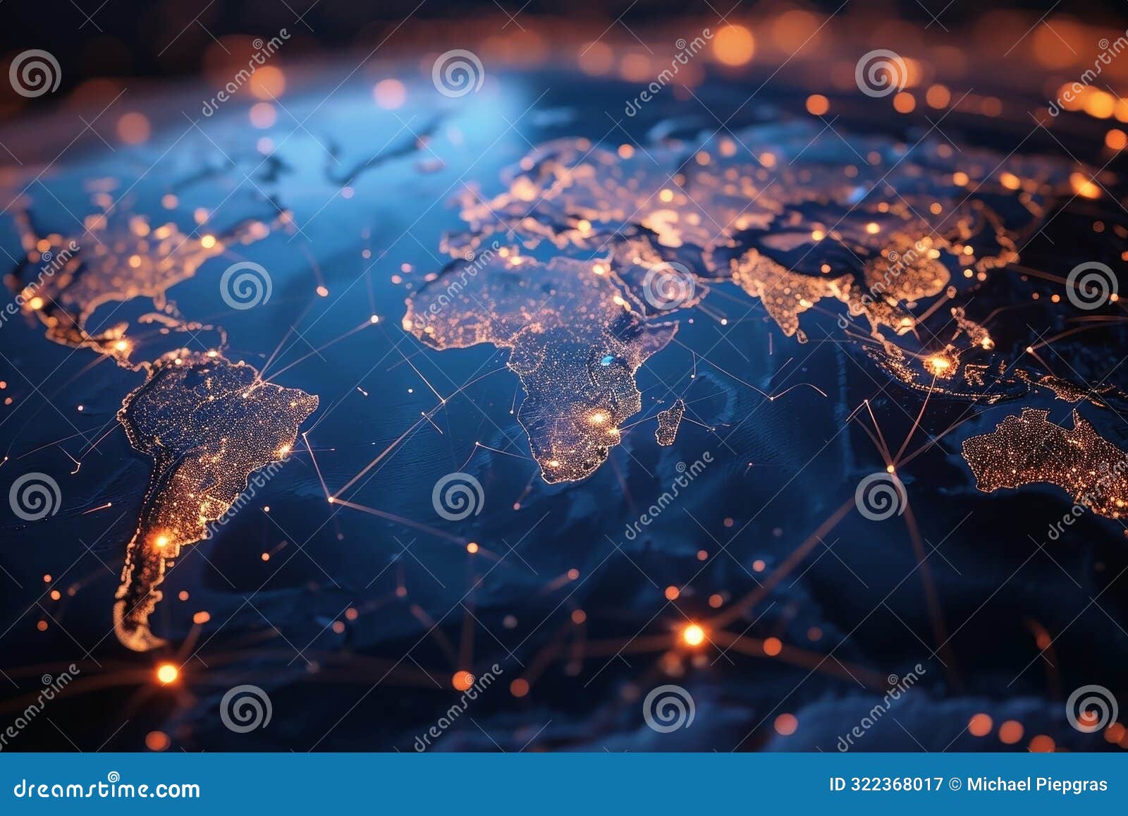 A Digital Worldmap Showing the Network in the World Stock Illustration ...