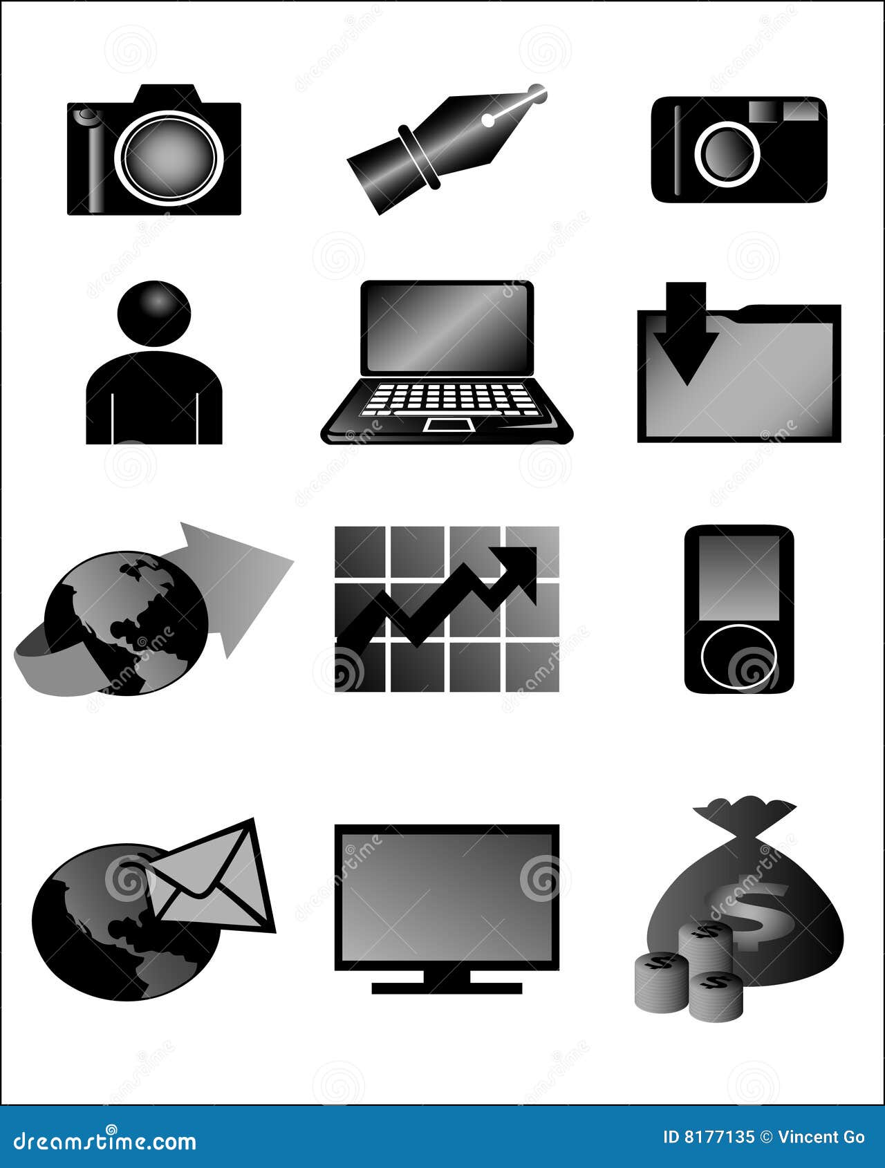 Digitala symboler vektor illustrationer. Illustration av kassa - 8177135