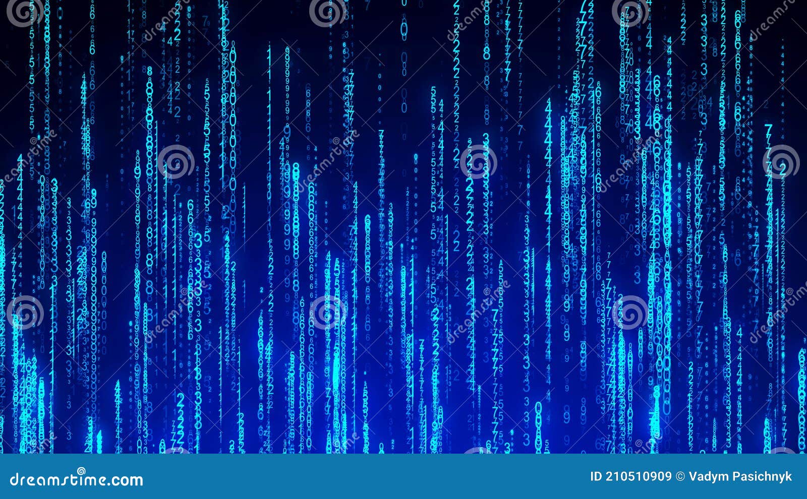 Digitale Achtergrondblauwe Matrix. Matrixstijlprogramma. Stroom Van ...