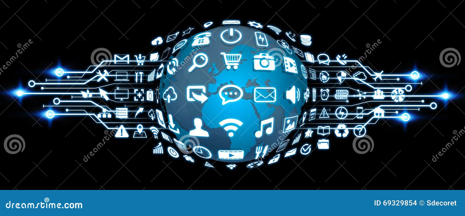 Digitale Wereld Met Webpictogrammen Stock Illustratie - Illustration of ...